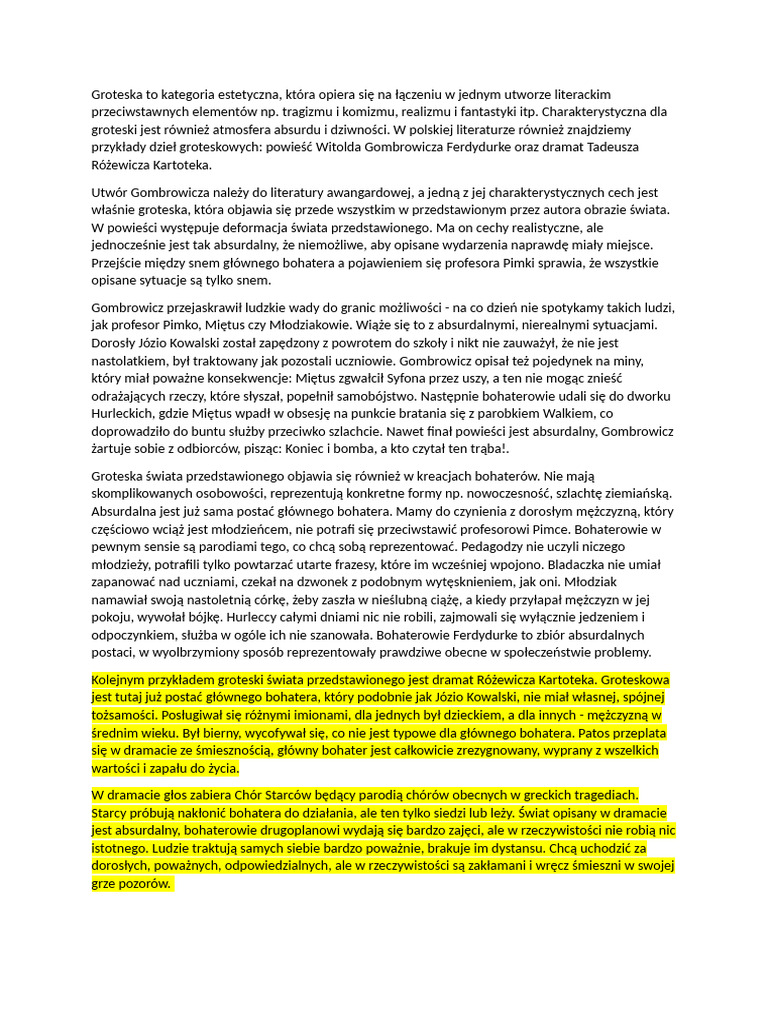 Groteska To Kategoria Estetyczna - Pytania Jawne | PDF