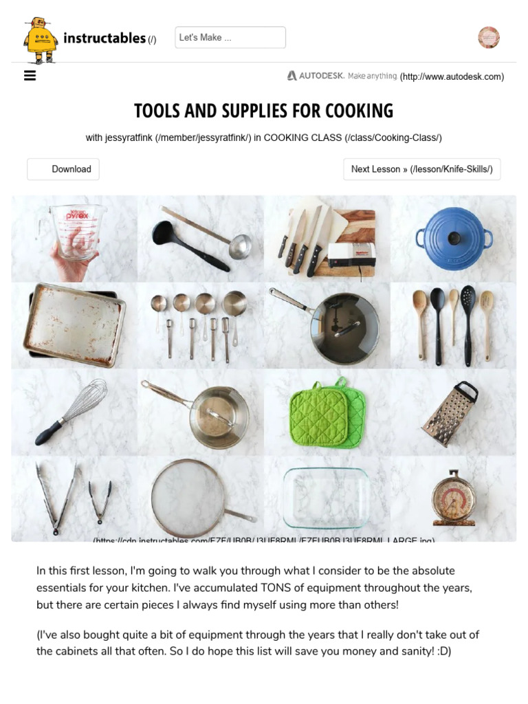 Essential Kitchen Tools and Equipment Guide | PDF | Cookware And ...