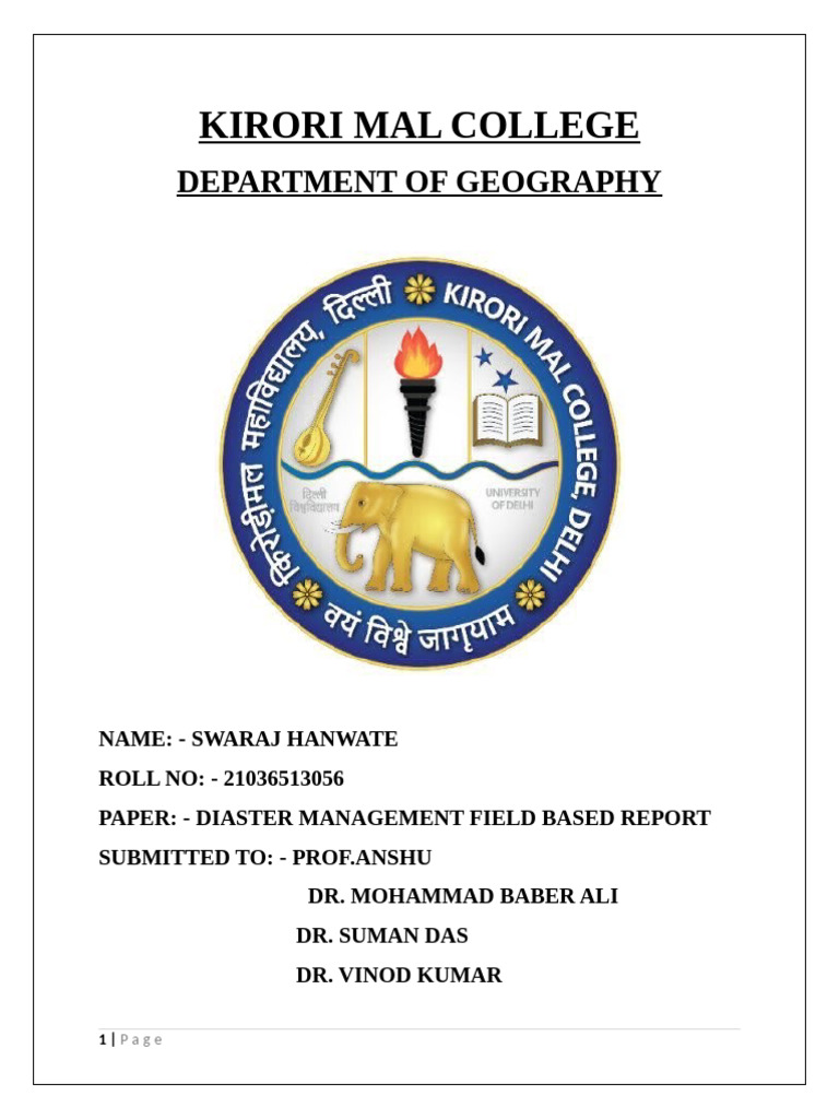 Diaster Management Field Report | PDF | Landslide | Erosion
