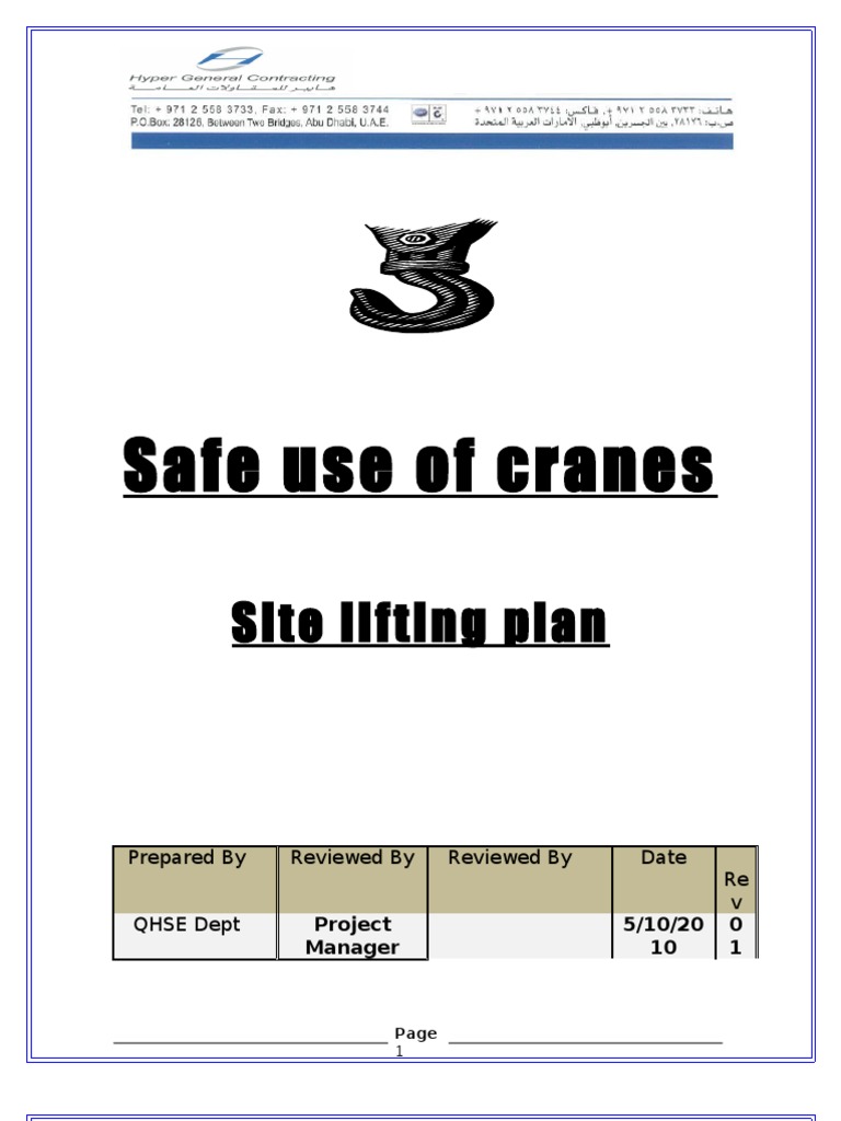 Crane Lifting Operations Safety Plan | PDF | Crane (Machine ...