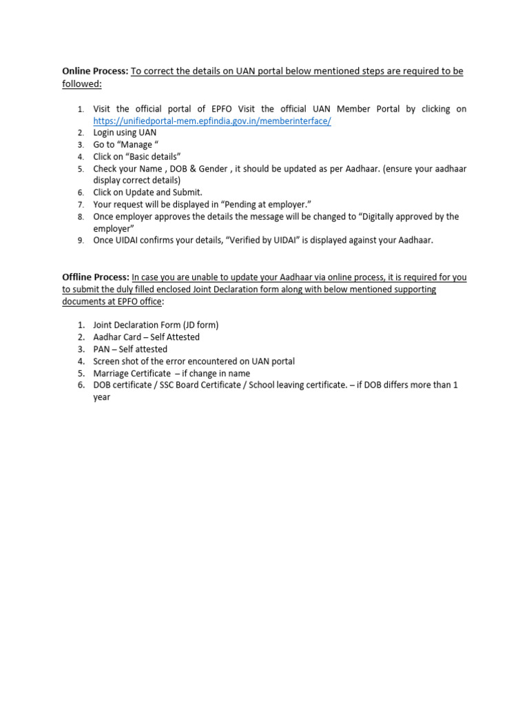 UAN-Aadhaar Linking Guide | PDF