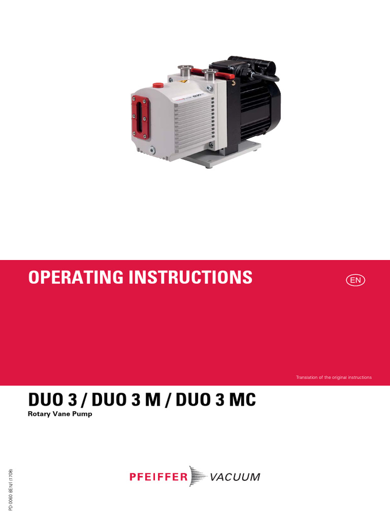 DUO 3 Rotary Vane Pump Manual | PDF | Pump | Exhaust Gas