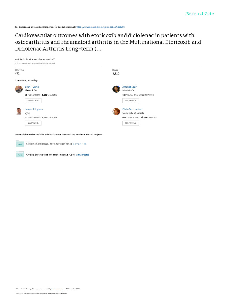Cardiovascular Outcomes With Etoricoxib and Diclof | PDF ...