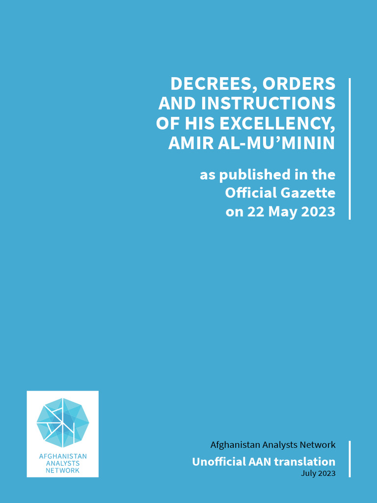 Decrees Order of Taleban Amir English | PDF | Sharia | Hadith