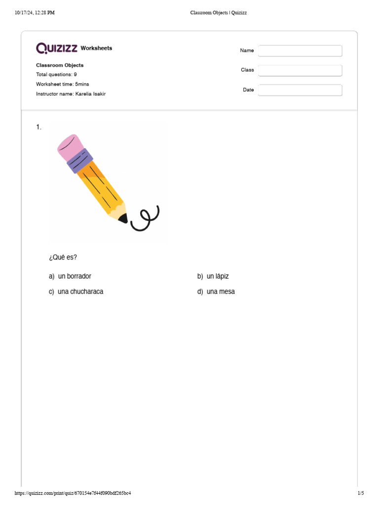 Preguntas sobre objetos de aula | PDF | Métodos y materiales de enseñanza