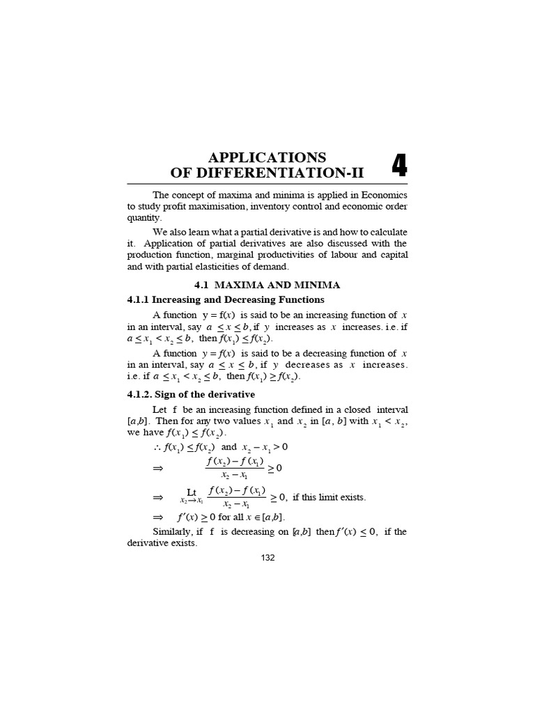 6. Differentiation Minima and Maxima | PDF | Calculus | Mathematical Concepts