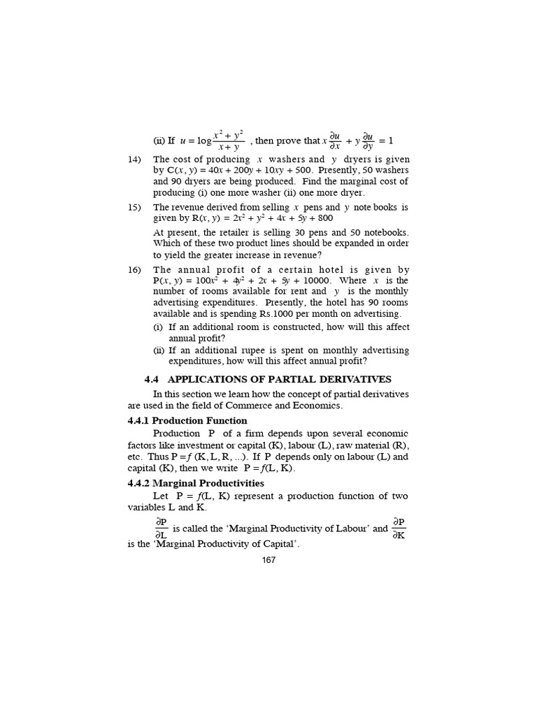 9. Application of Partial Derivative | PDF | Profit (Economics) | Demand