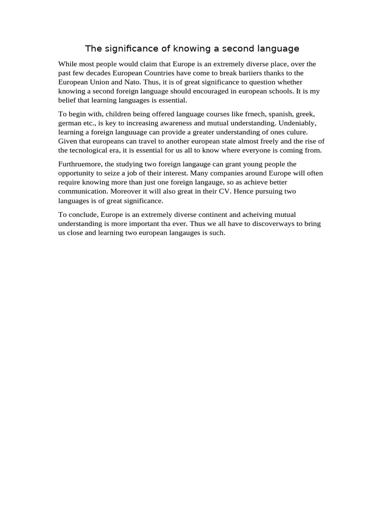 The significance of knowing a second language | PDF