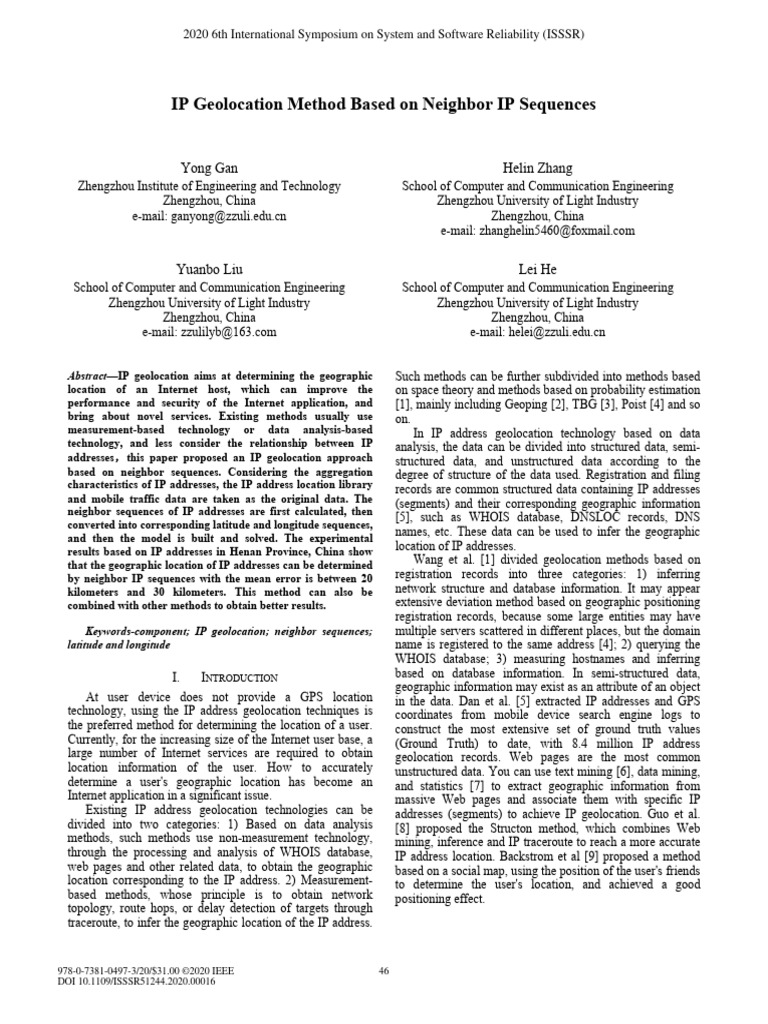 IP Geolocation Method Based On Neighbor IP Sequences | PDF | Internet Protocols | Longitude