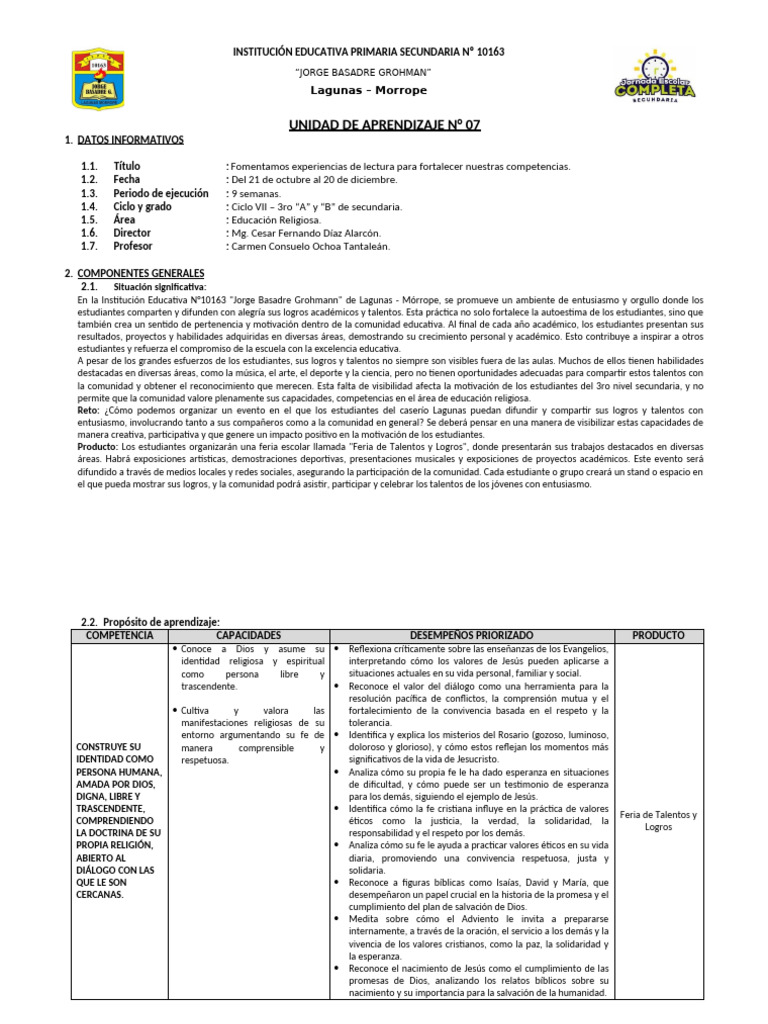 Ua07 Reg 3ro | PDF | Jesús | Aprendizaje