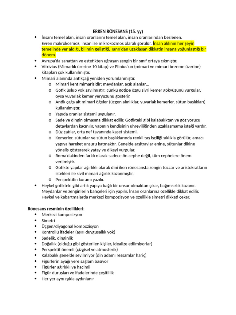 Ronesansın Ozellikleri | PDF