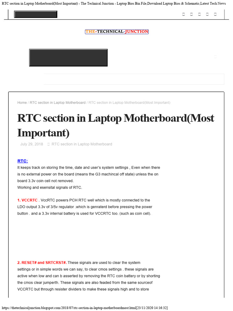 RTC Section in Laptop Motherboard (Most Important) | PDF | Bios | Laptop