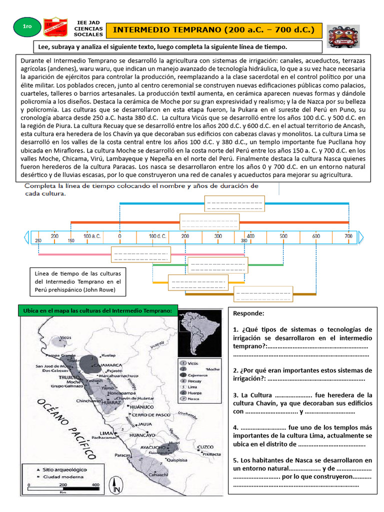 Ficha Intermedio Temprano 1ro CCSS | PDF