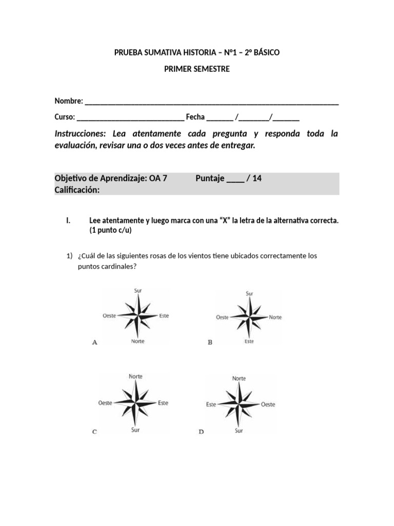 Evaluación OA7 Historia | PDF