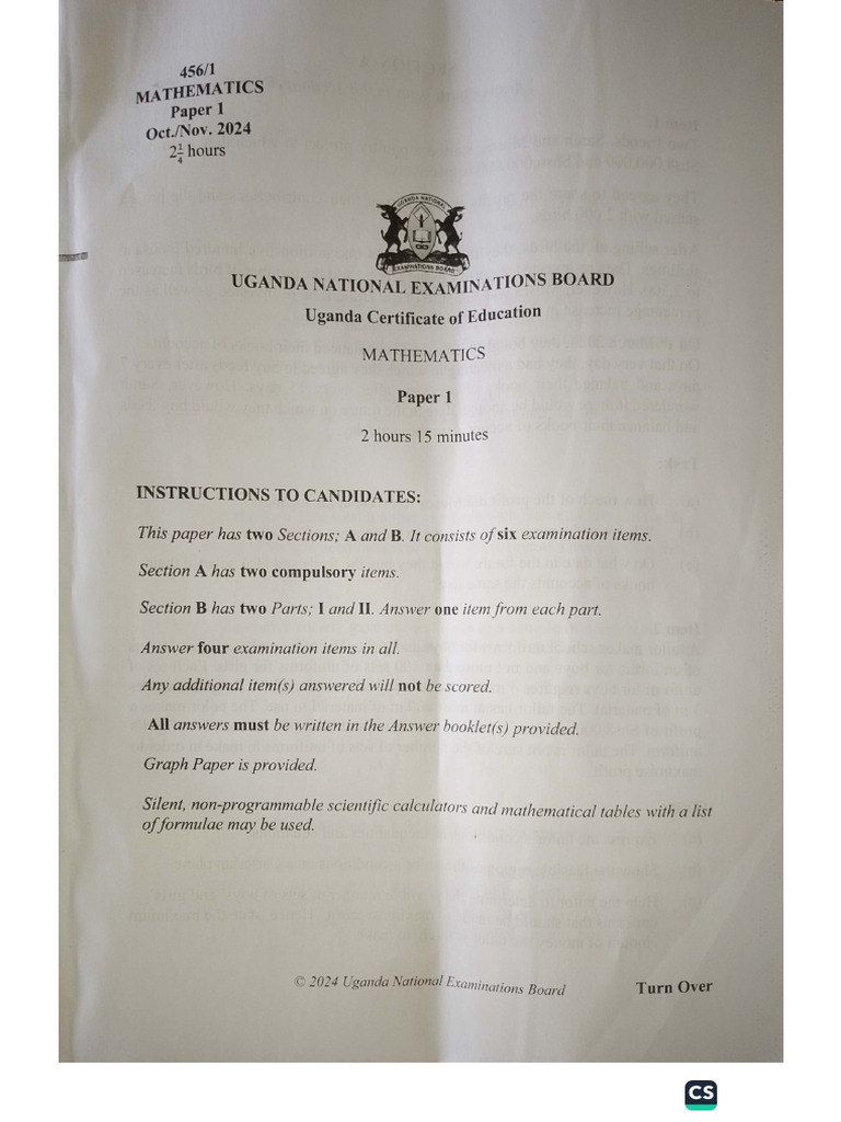 Uce Maths Pi 2024 Guide | PDF