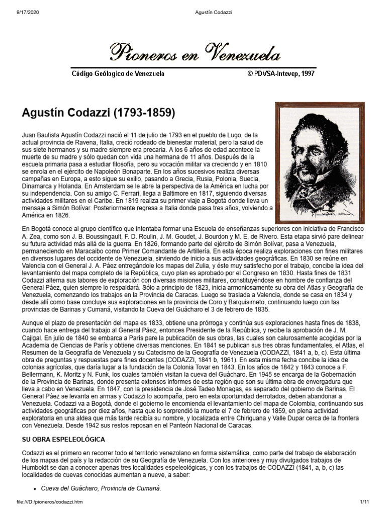 Exploraciones Geográficas de Codazzi | PDF | Venezuela