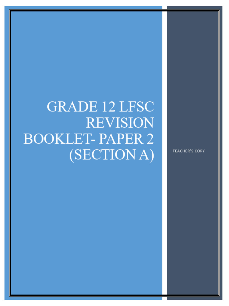 Grade 12 LFSC Revision Booklet P2-Teachers | PDF | Standardized Tests