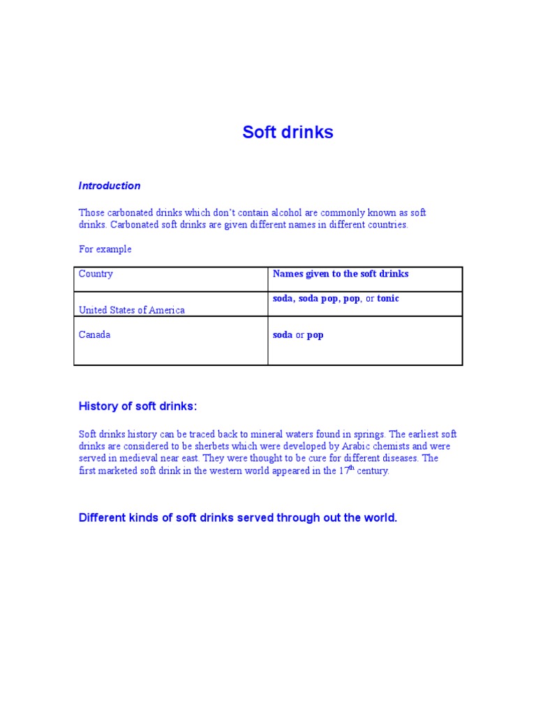 History of Soft Drinks | PDF | Pepsi | Soft Drink