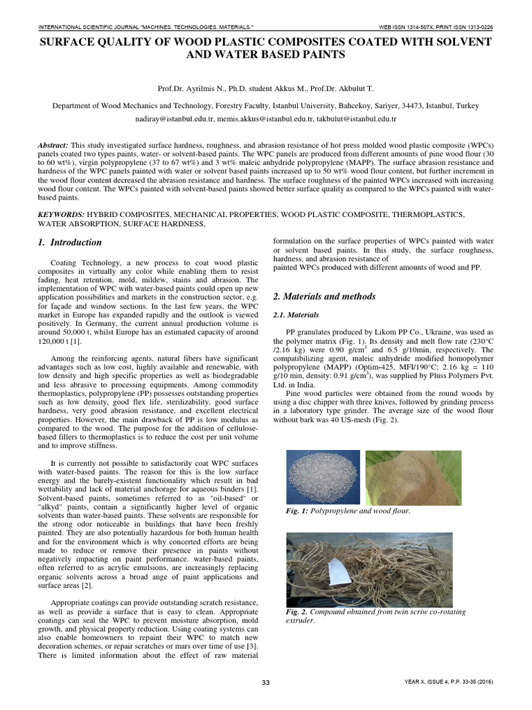 Surface Quality of Wood Plastic Composit | PDF | Paint | Materials Science