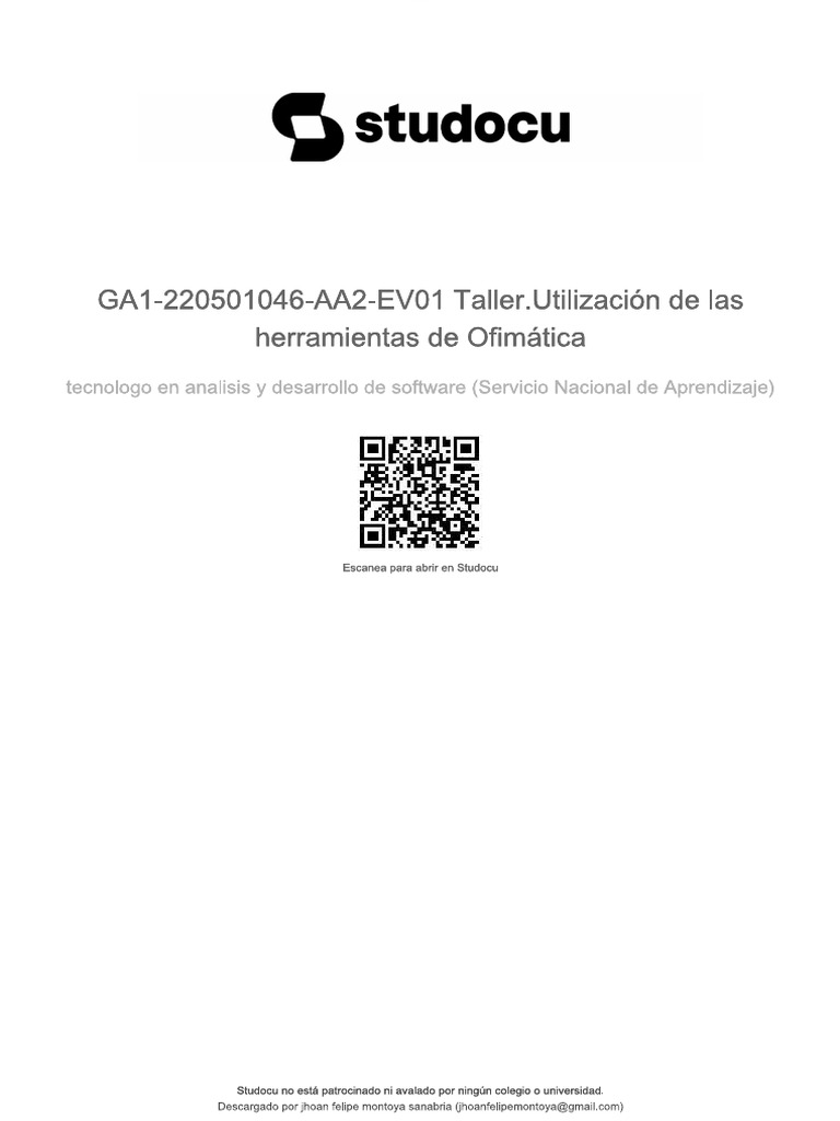 Taller. Utilización de Las Herramientas de Ofimática. GA1-220501046-AA2-EV01. | PDF