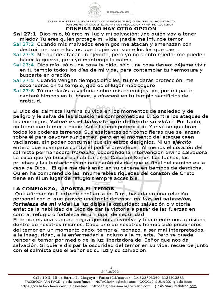 Confiar No Hay Otra Opcion | PDF | eucaristía | Cristo (título)