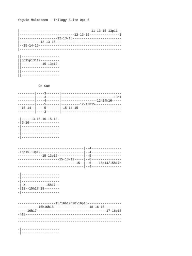 Yngwie Malmsteen - Trilogy Suite Op - 5 | PDF | Irish Musical Instruments | European Musical ...