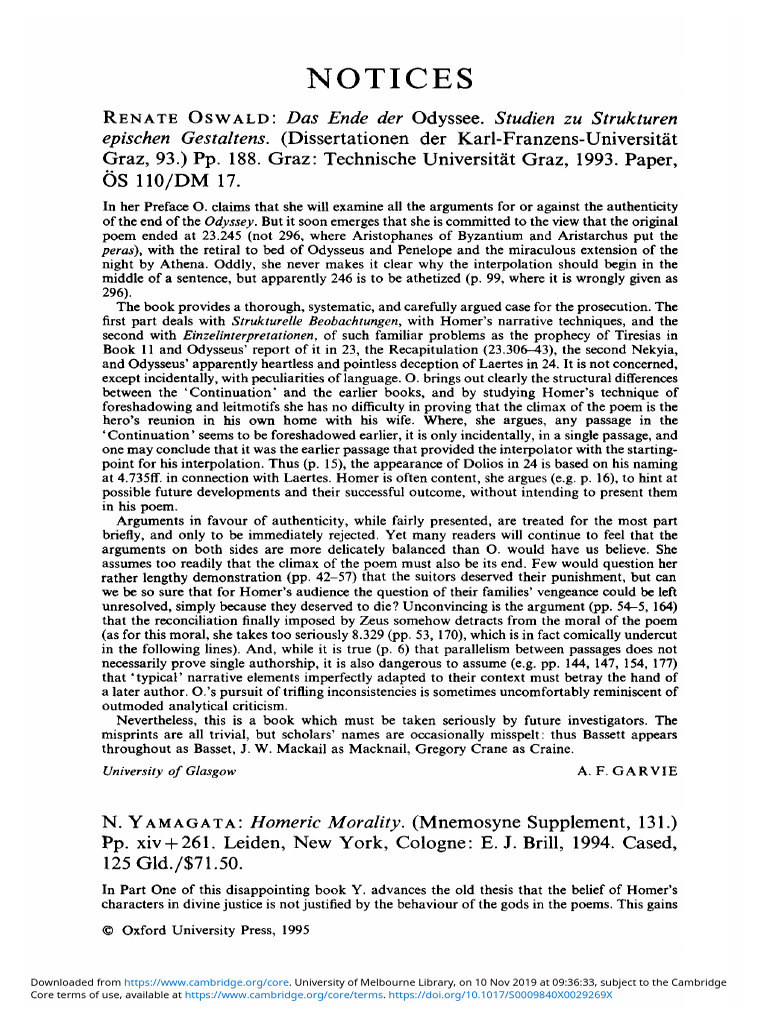 Analyzing the End of Homer's Odyssey | PDF | Odyssey