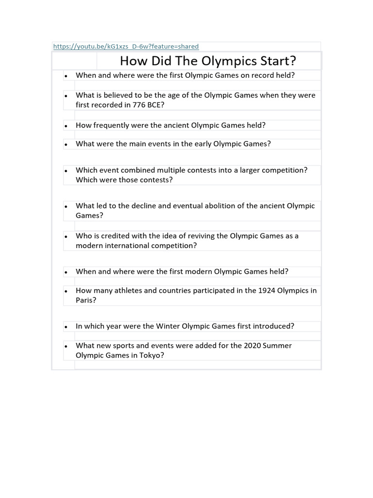 How did the Olympics start? | PDF | Olympic Games | Sports