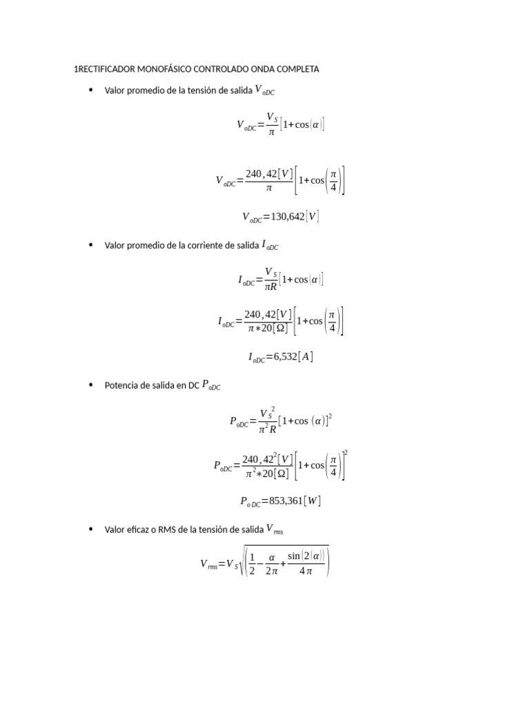 1 Rectificador Monofásico Controlado Onda Completa | PDF | Rectificador | Electromagnetismo
