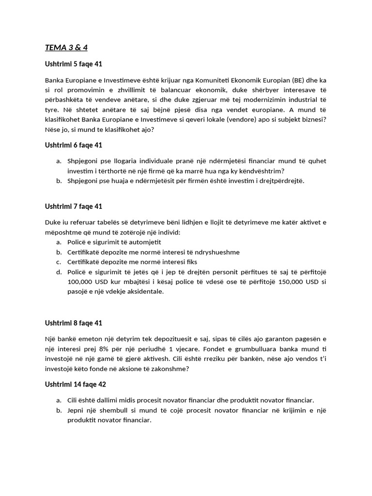 Tregjet Financiare - Seminar Tema 3 4 | PDF