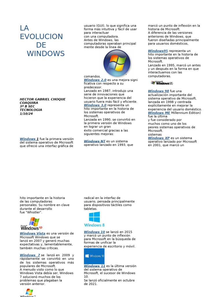 La Evolucion de Windows. | PDF | Microsoft Windows | Microsoft