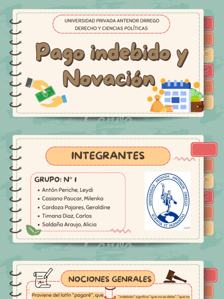 Pago Indebido y Novación en el Código Civil Peruano | PDF | Pagos ...