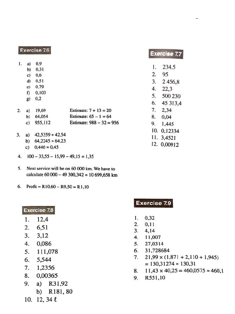27.07-31.07 - Mathematics Answers Grade 7 | PDF