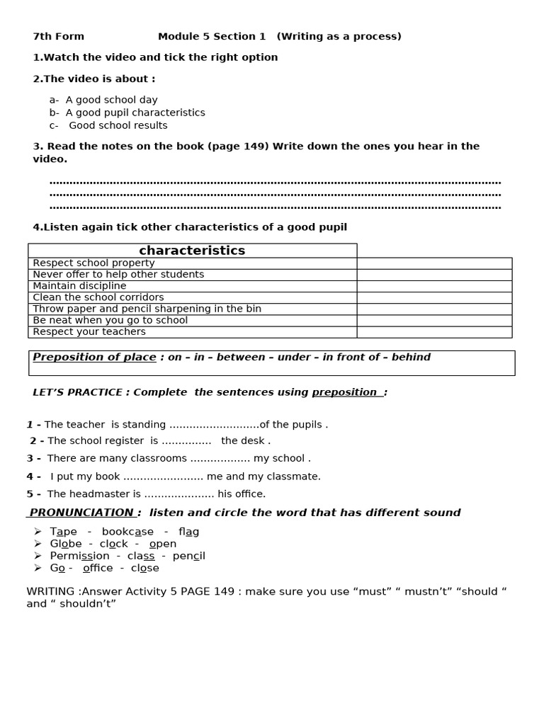 7th Form Module 5 Section 1 Writing | PDF | Career & Growth