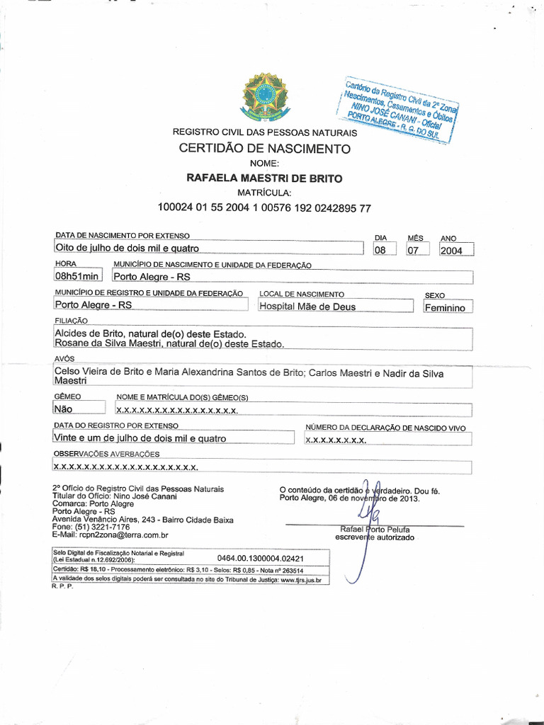 Certidao Rafaela | PDF