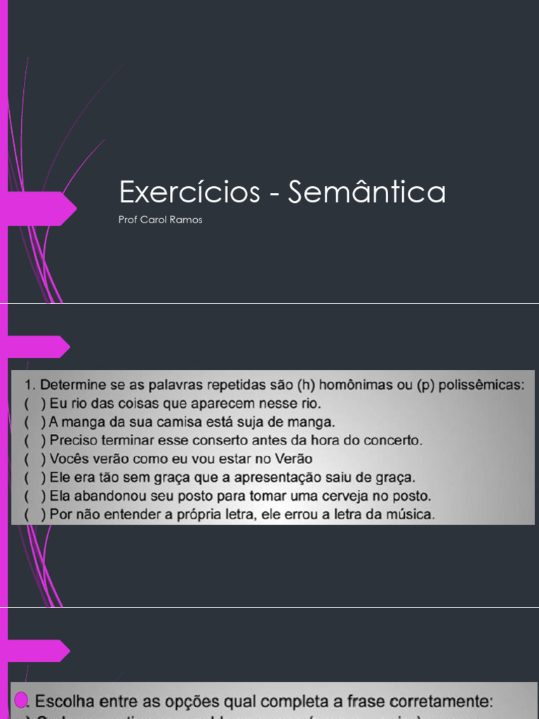 Exercícios - Semântica | PDF