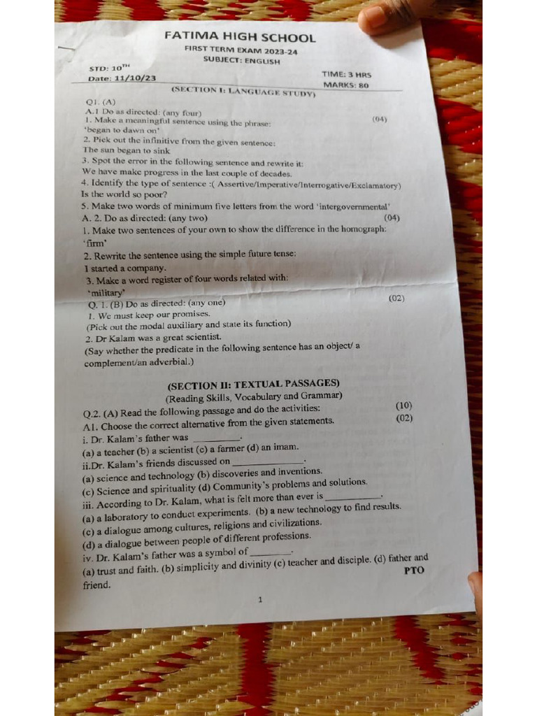 English Class 10th.term | PDF