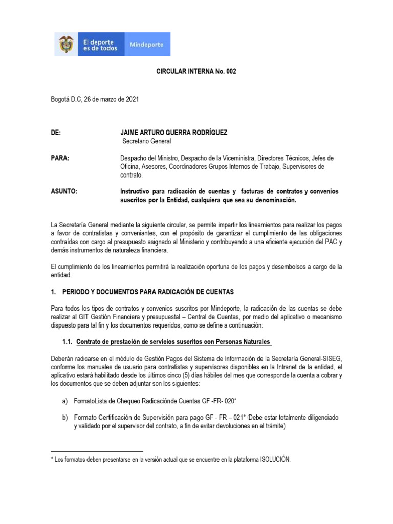 Circular Interna 002 - 26-21 Pago Proveedores Contratistas - Definitiva (2) (1) 1 | PDF
