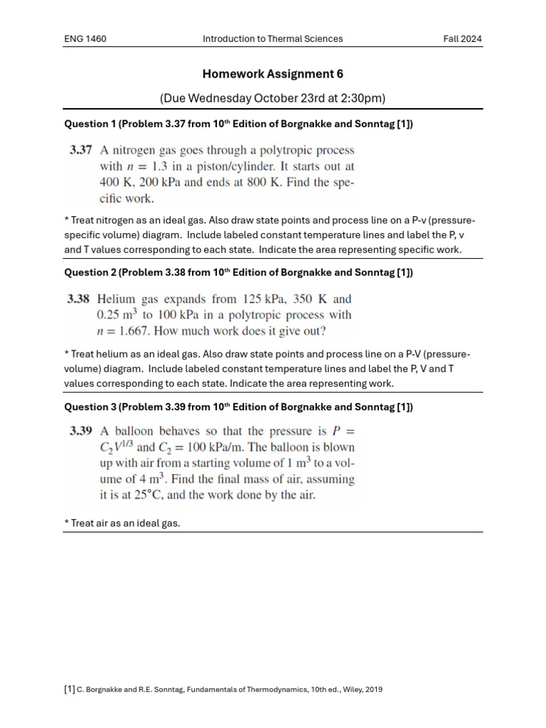 Thermodynamics Homework Assignment 6 | PDF
