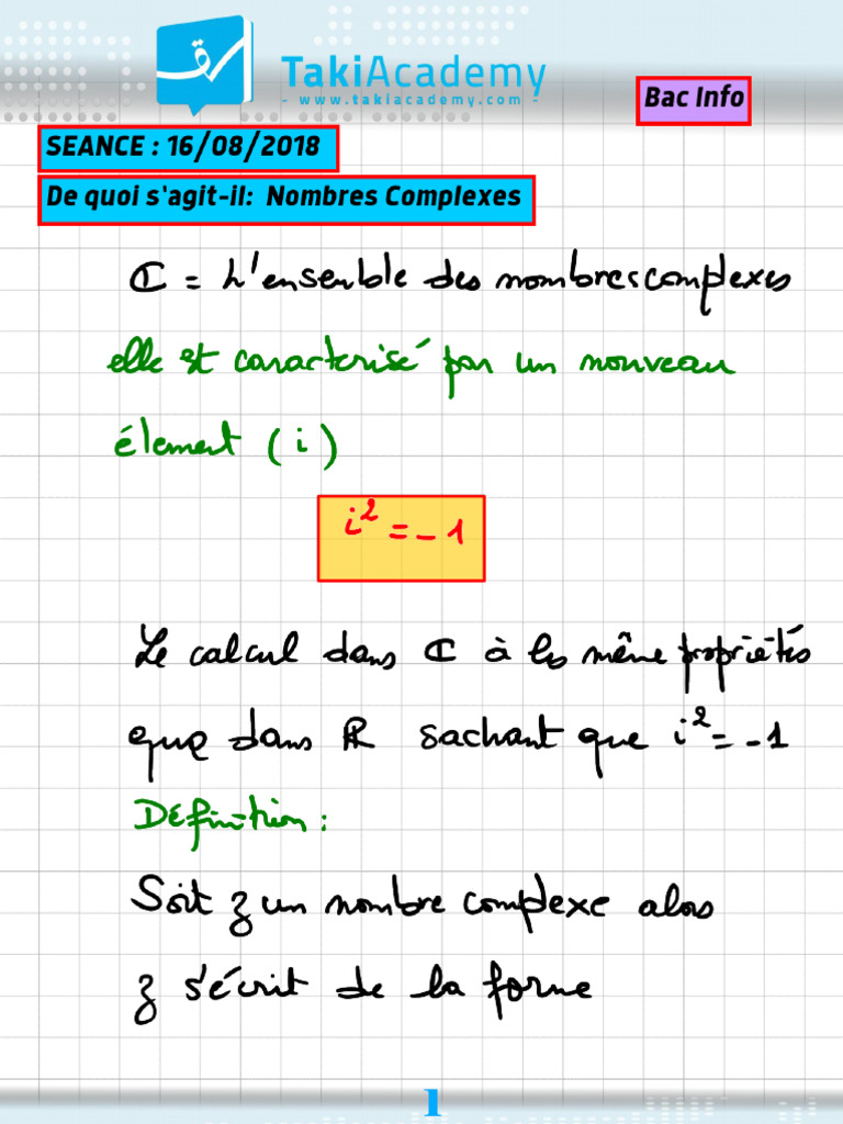 Résumé Et Exercices Complexe Bac Info Débutants | PDF
