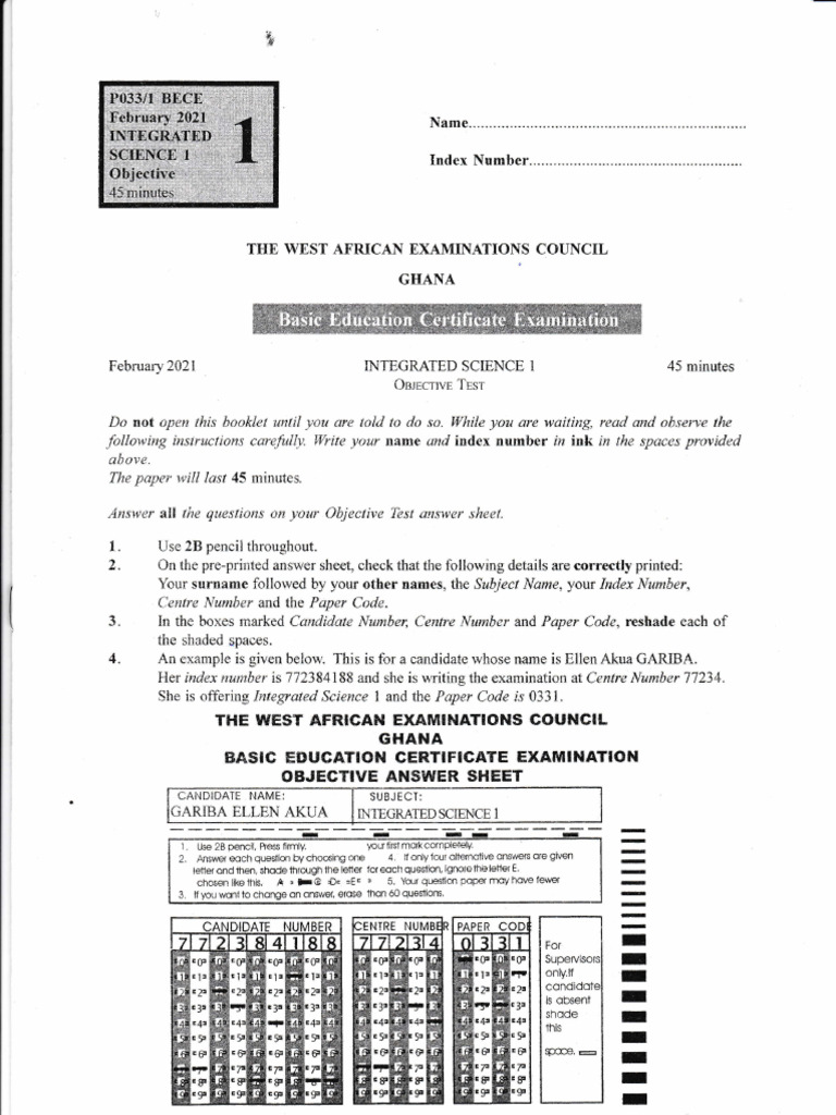 2021 Bece - Feb Integrated Science | PDF