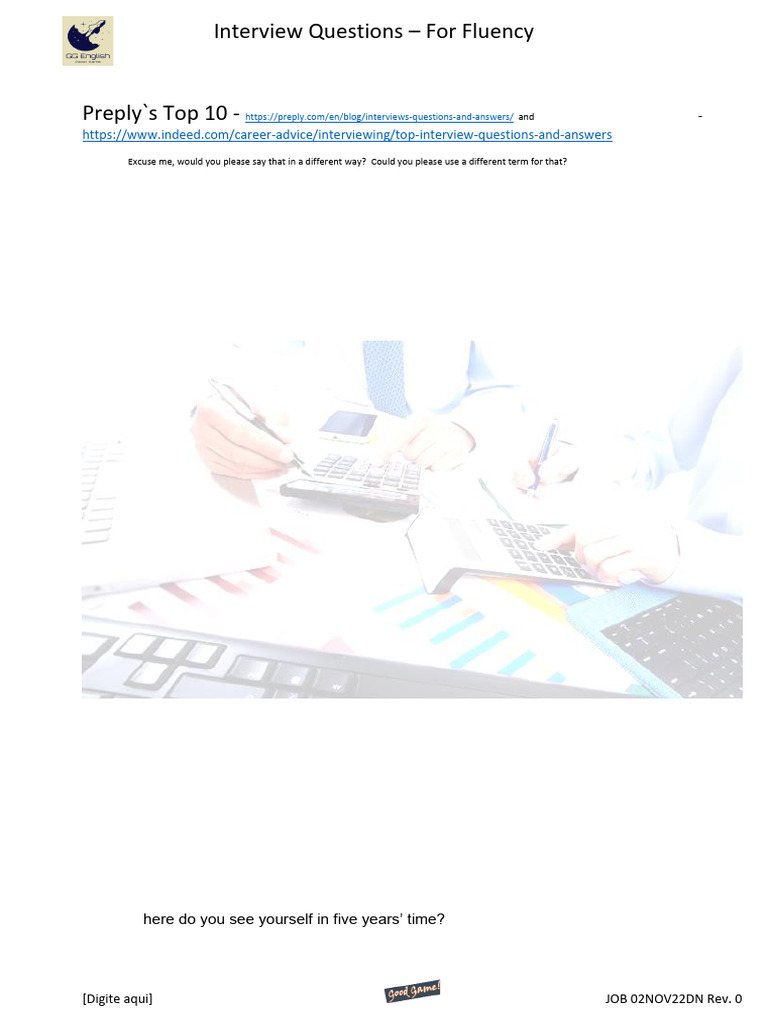 Interview Questions - Fluency Rev. 0 | PDF | Job Interview | Social Psychology