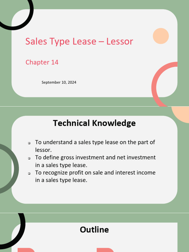 chapter 14 Sales Type Lease Lessor_2024 | PDF | Lease | Depreciation