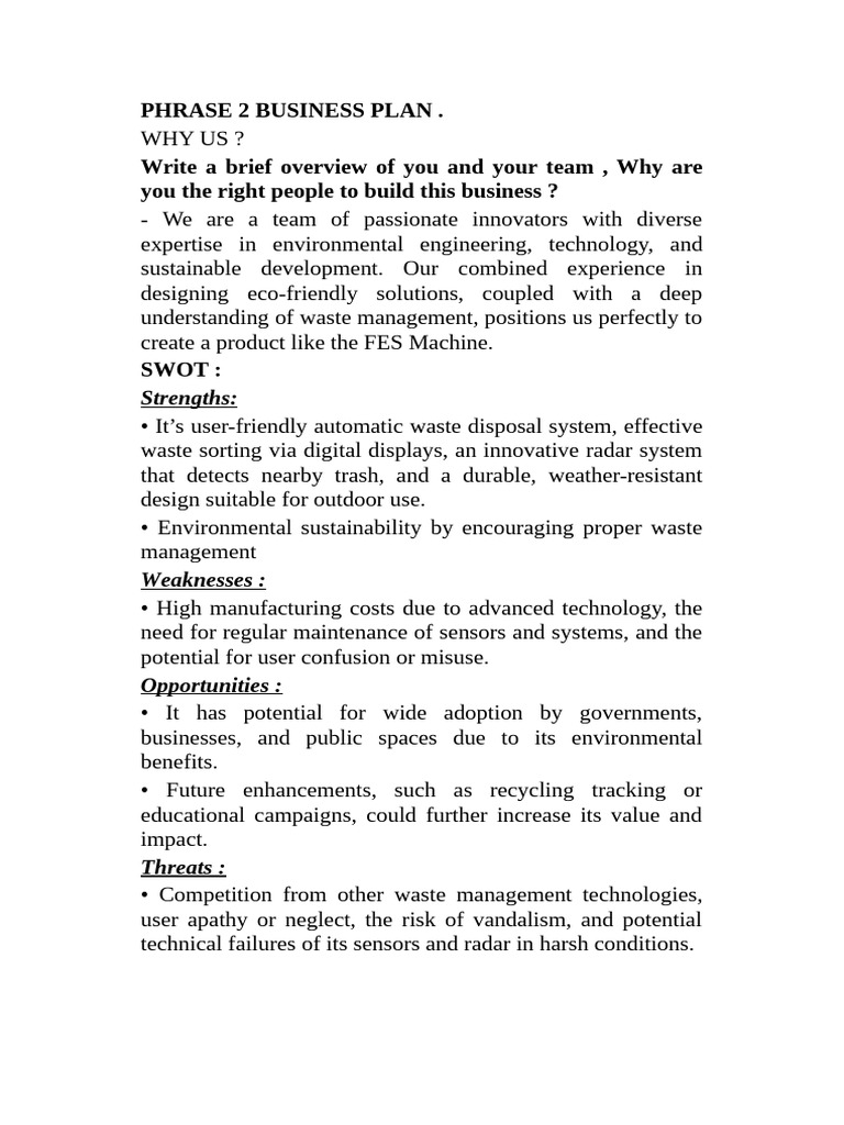 PHRASE 2 BUSINESS PLAN | PDF