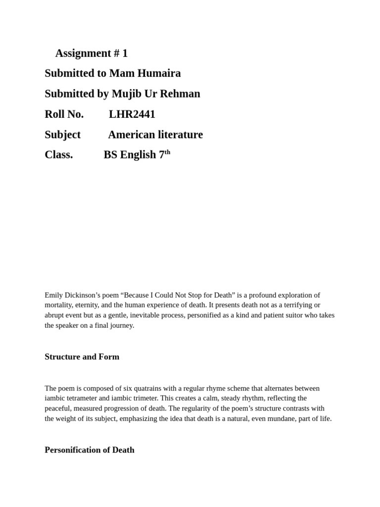 Assignment Mam Humaira | PDF | Poetry