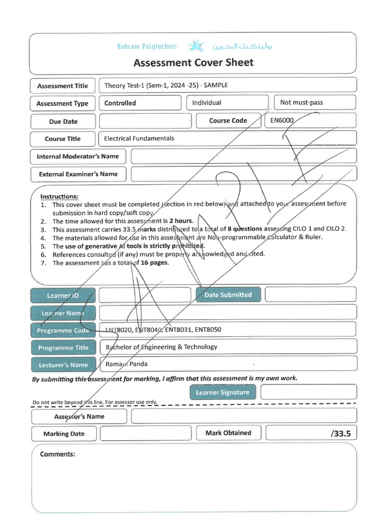 Sample-Theory Test-1 - Solution | PDF