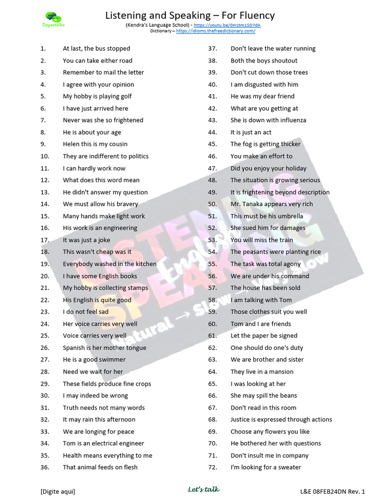 Fluency in Listening and Speaking | PDF