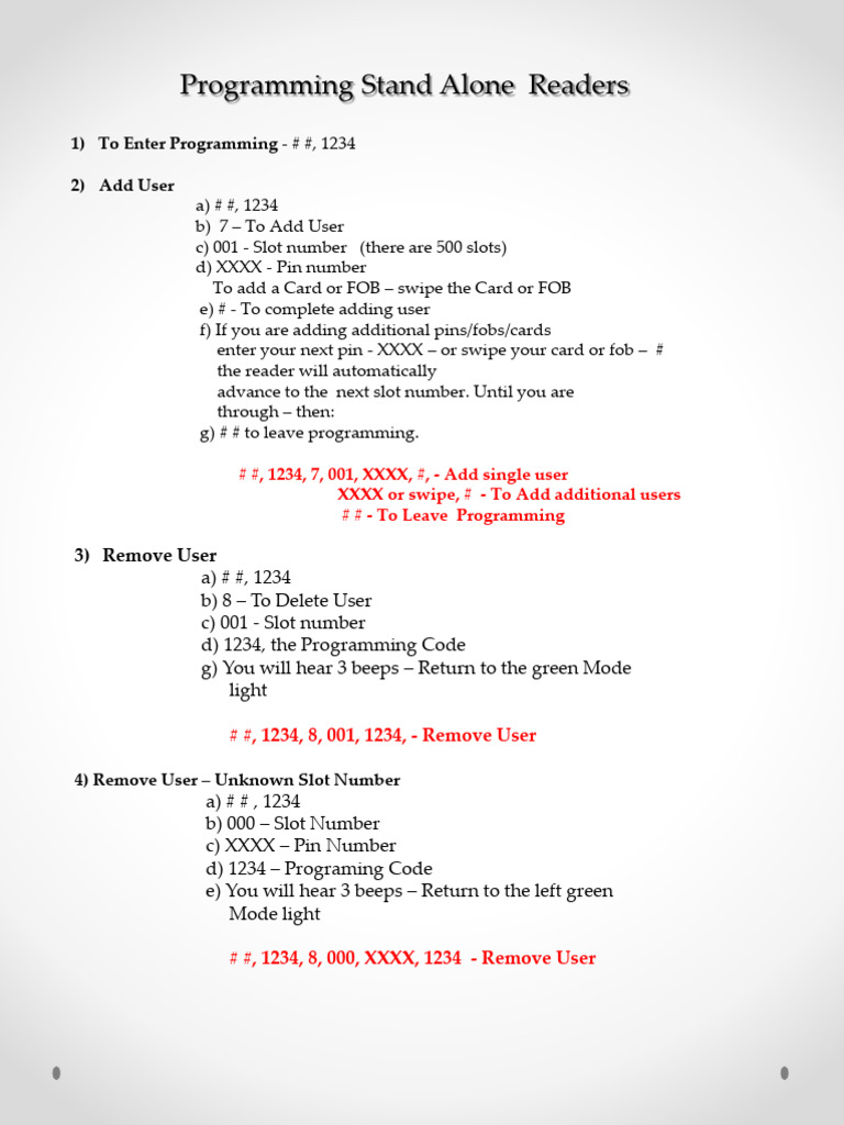 Programing A Stand Alone Reader | PDF | Personal Identification Number ...