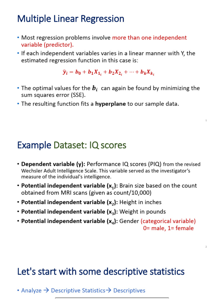 1-Multiple Regression | PDF | Regression Analysis | Dependent And Independent Variables