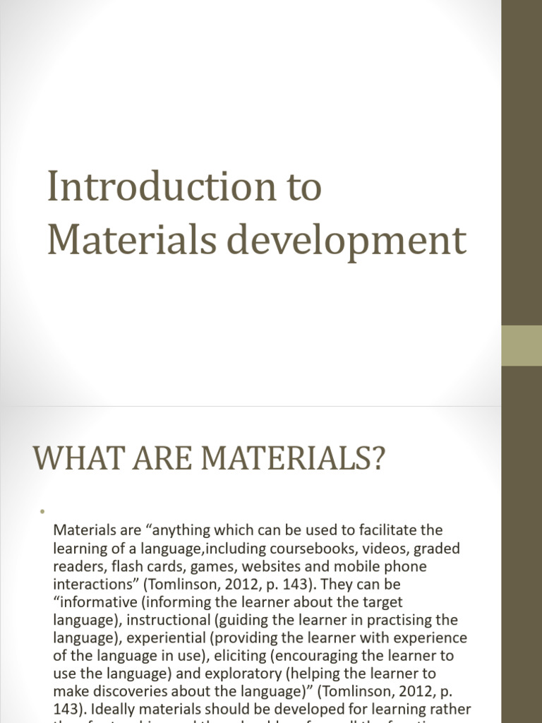 Introduction to Materials development | PDF
